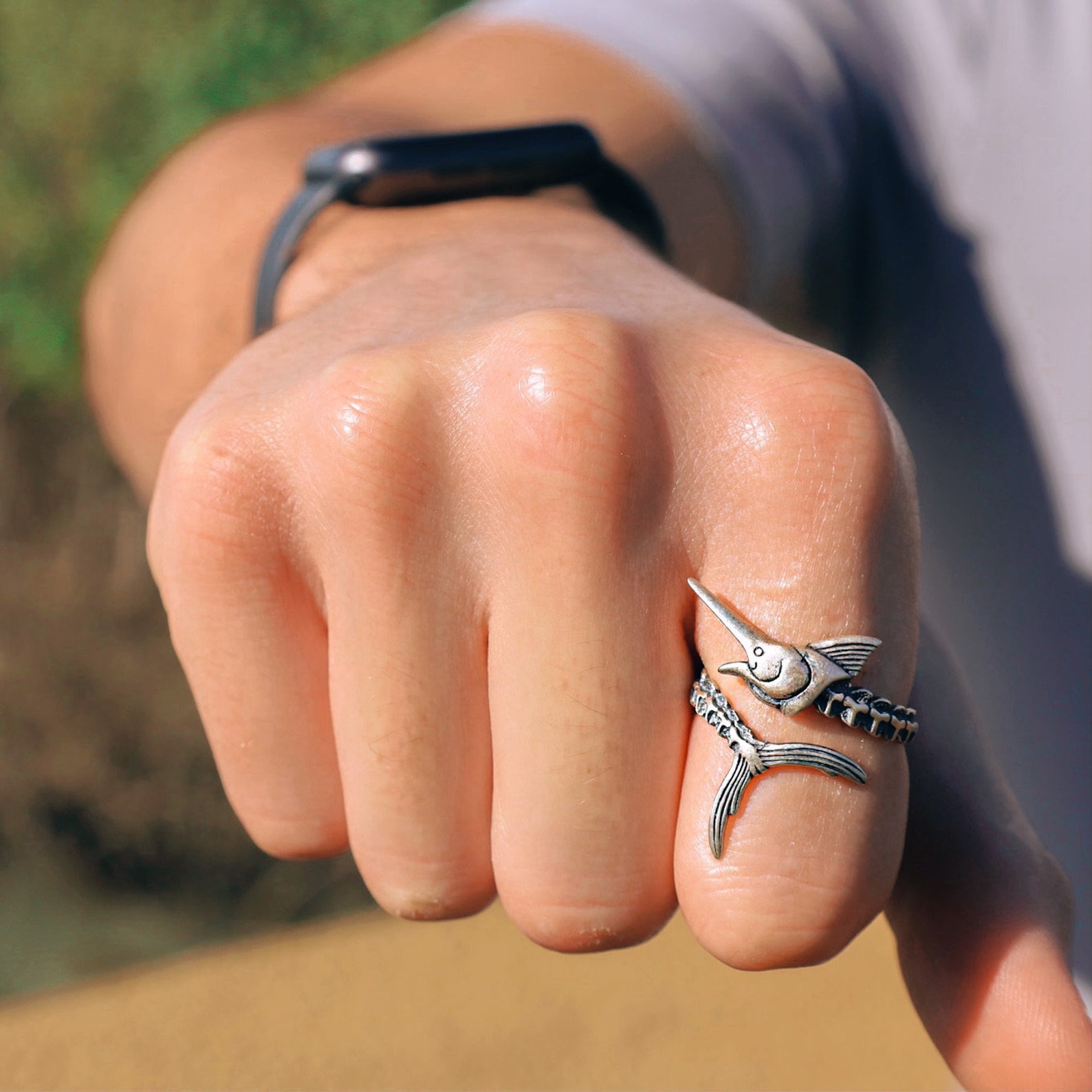 Sail Fish Skeleton Ring | Beach Rings for Men and Women, Sterling Silver, Beach Themed Jewelry ...