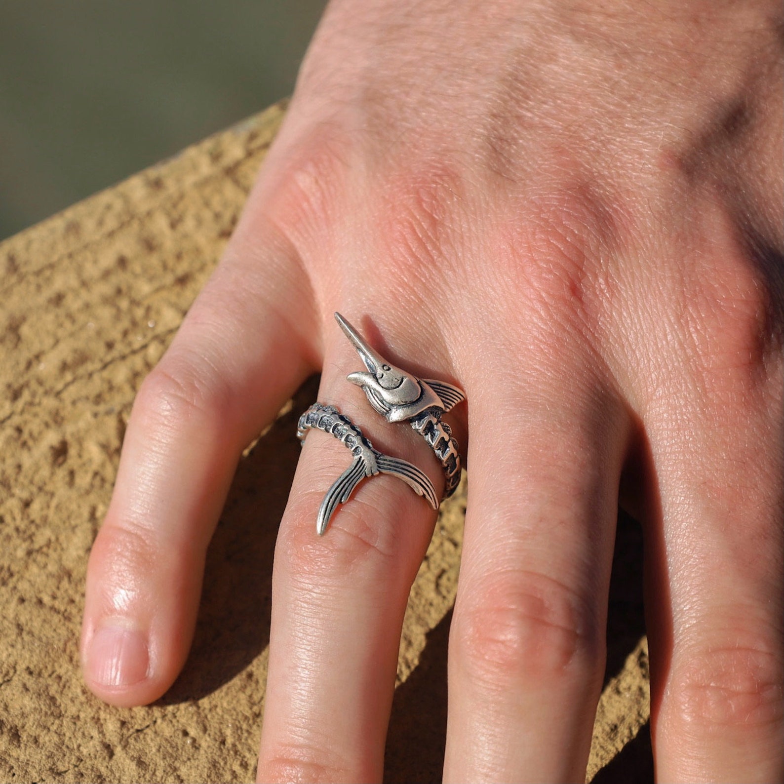 Sail Fish Skeleton Ring | Beach Rings for Men and Women, Sterling Silver, Beach Themed Jewelry ...