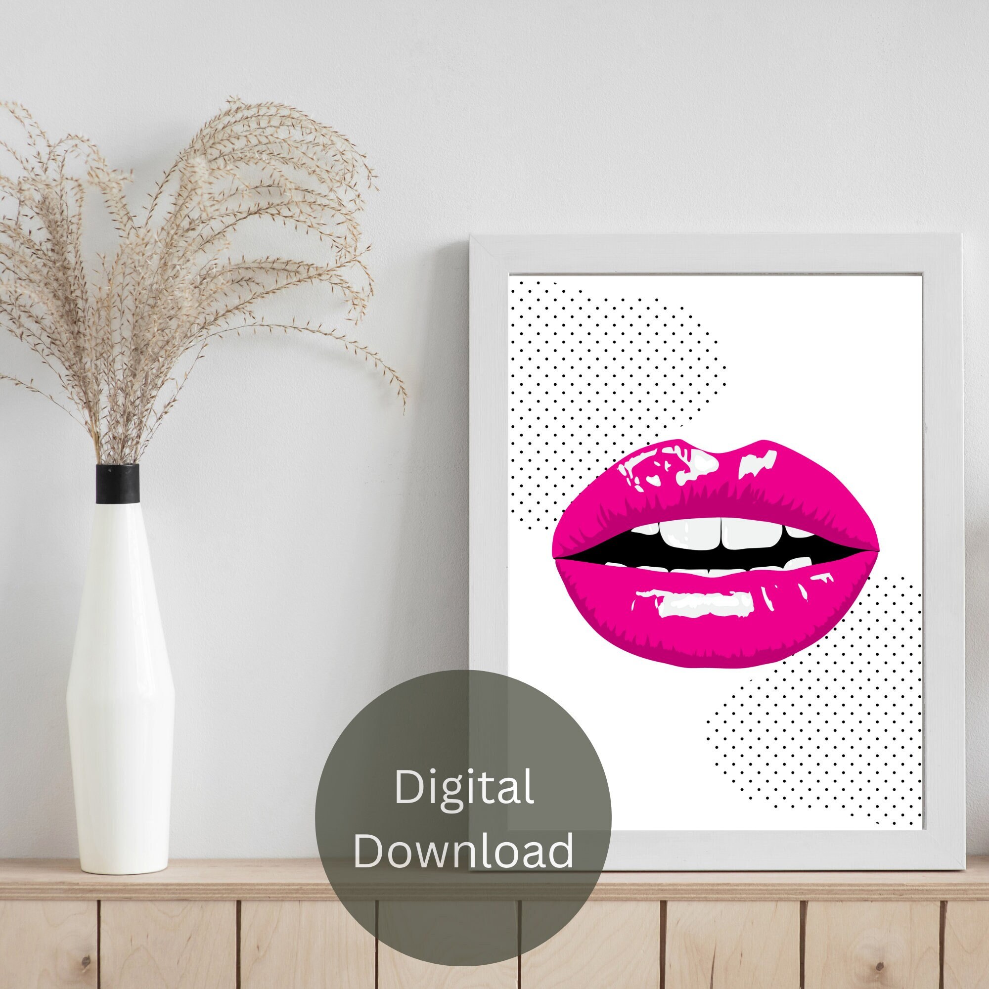 Makeup Room Decor Pink Lips Printable Wall Art for Beauty Room Makeup ...