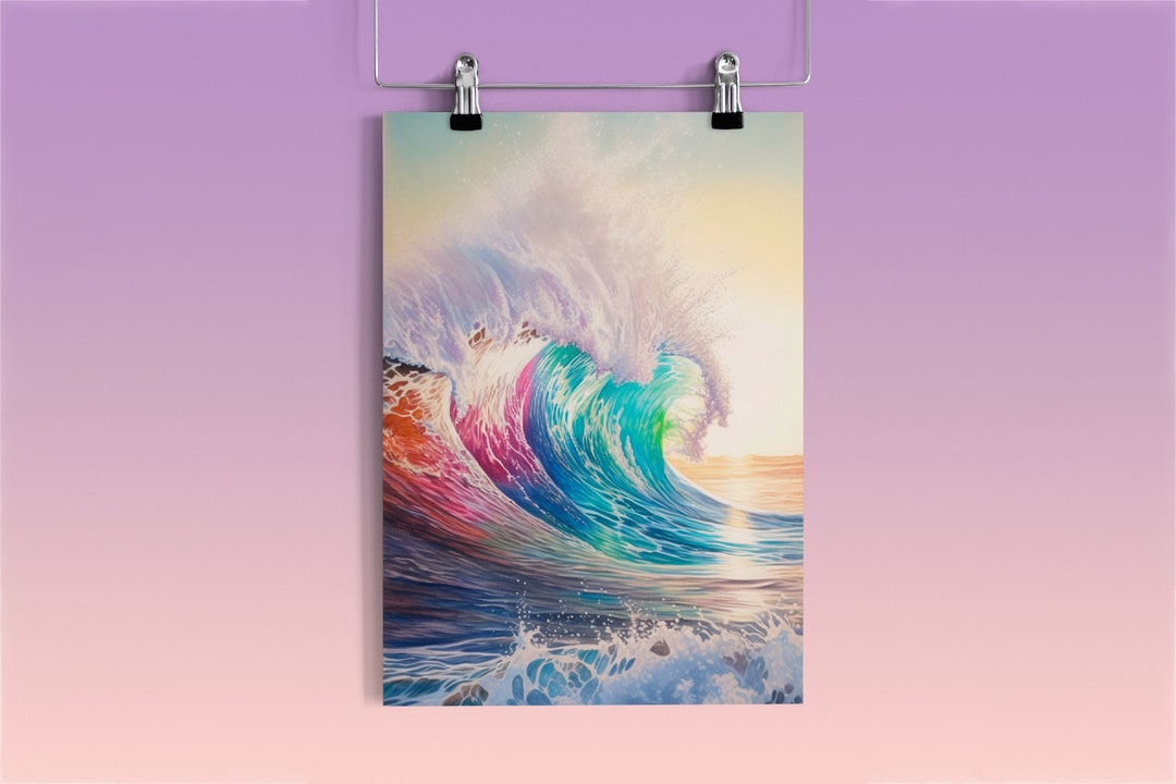 Rainbow Wave Print | Rainbow Wave Instant Download Printable Home Decor ...
