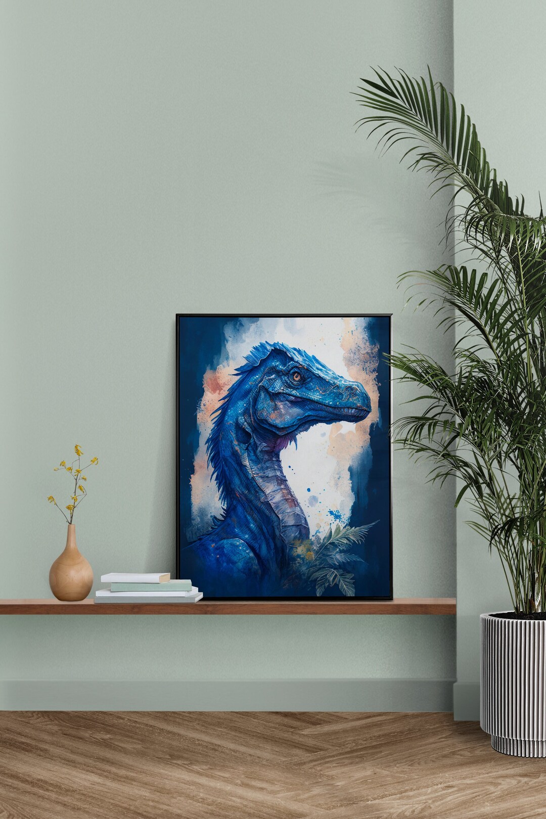 Blue Dinosaur Art Print Bluedinosaurinstant Download Printable Home ...