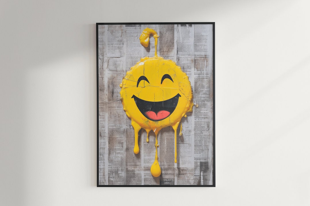 Smiley Face Print, Smiley Face Abstract Art, Boho Print, Smiley Face ...