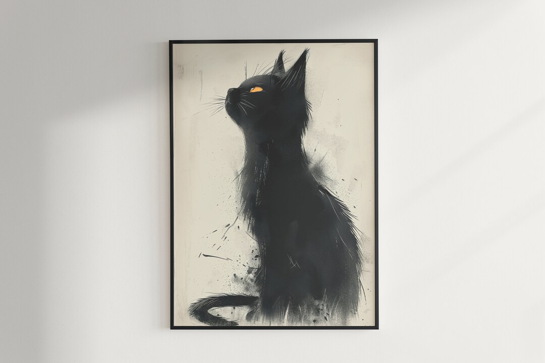 Black Cat Digital Print | Cat Instant Download Printable Home Decor ...