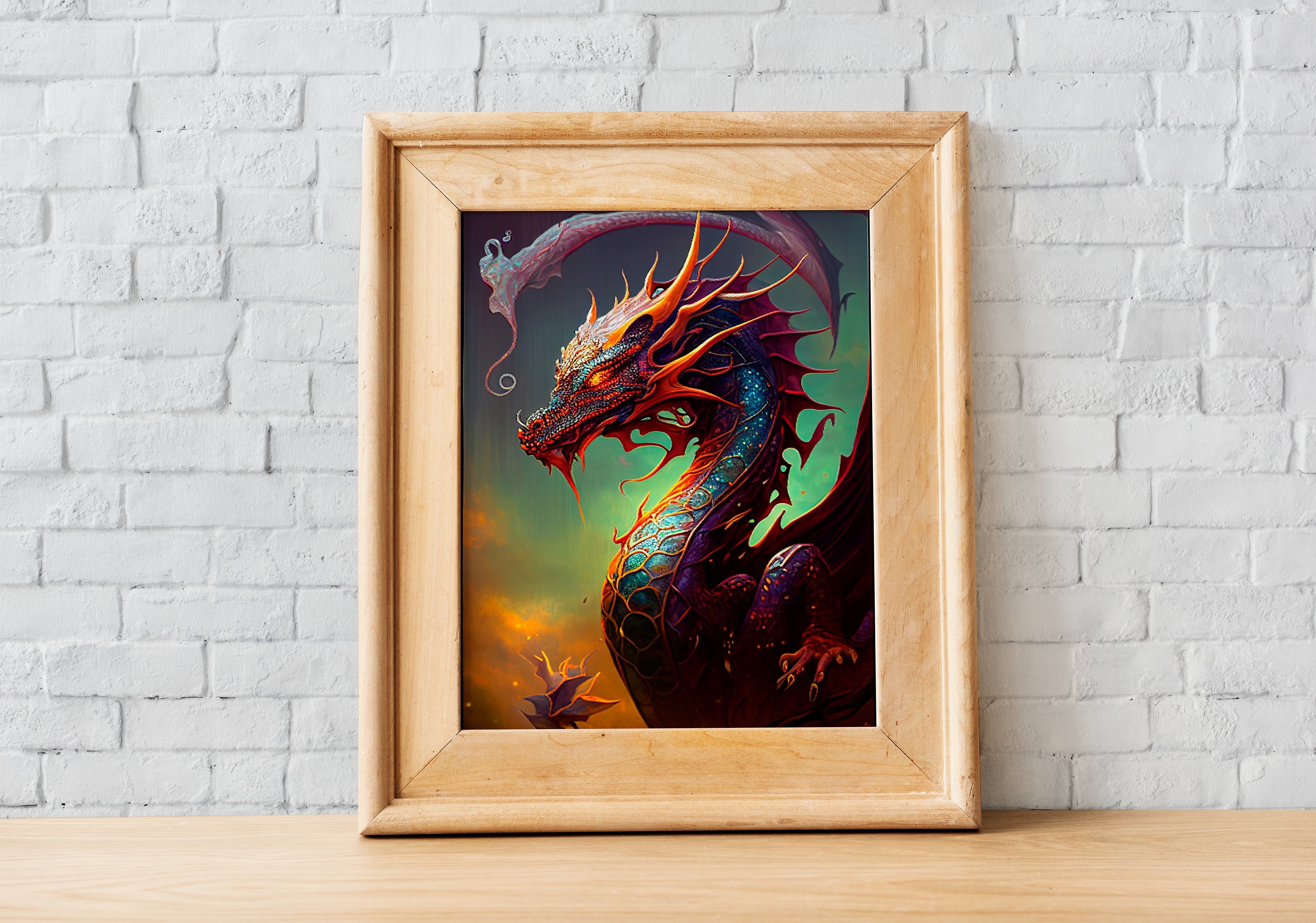 Oval Dragon Digital Print dragoninstant Download Printable - Etsy