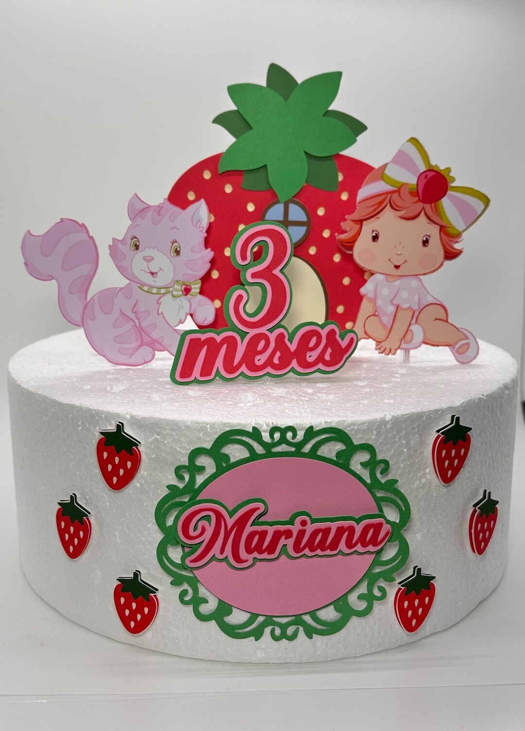 Strawberry Inspired Theme Cake Topper - Strawberry Party Decor - Etsy