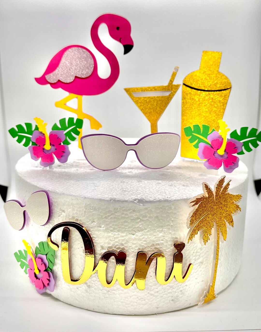 Tropical, Flamingo Theme Cake Topper - Tropical Party Decor - Etsy