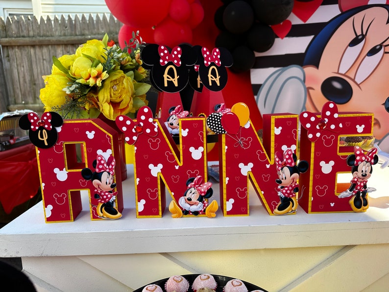 Minnie Mouse Theme 3D Letters Minnie Mouse Party Decor - Etsy