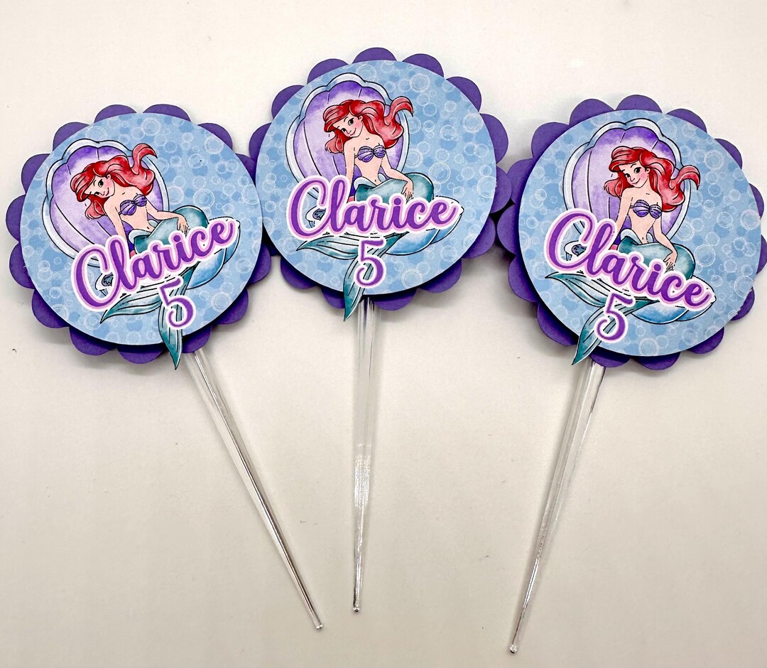 Ariel Little Mermaid Cake Topper- Ariel Party Decor - 10 Units - Etsy