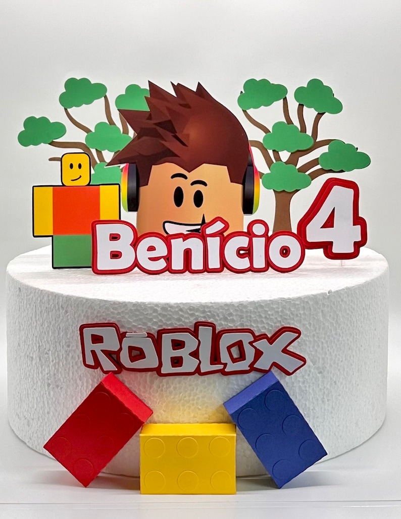 Roblox Theme Inspired Cake Topper Roblox Party Decor - Etsy