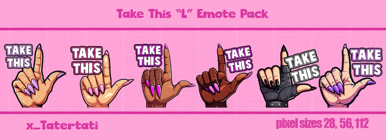 Take This "l" Emote | Loser Emote | Various Skin Tones | With/without ...