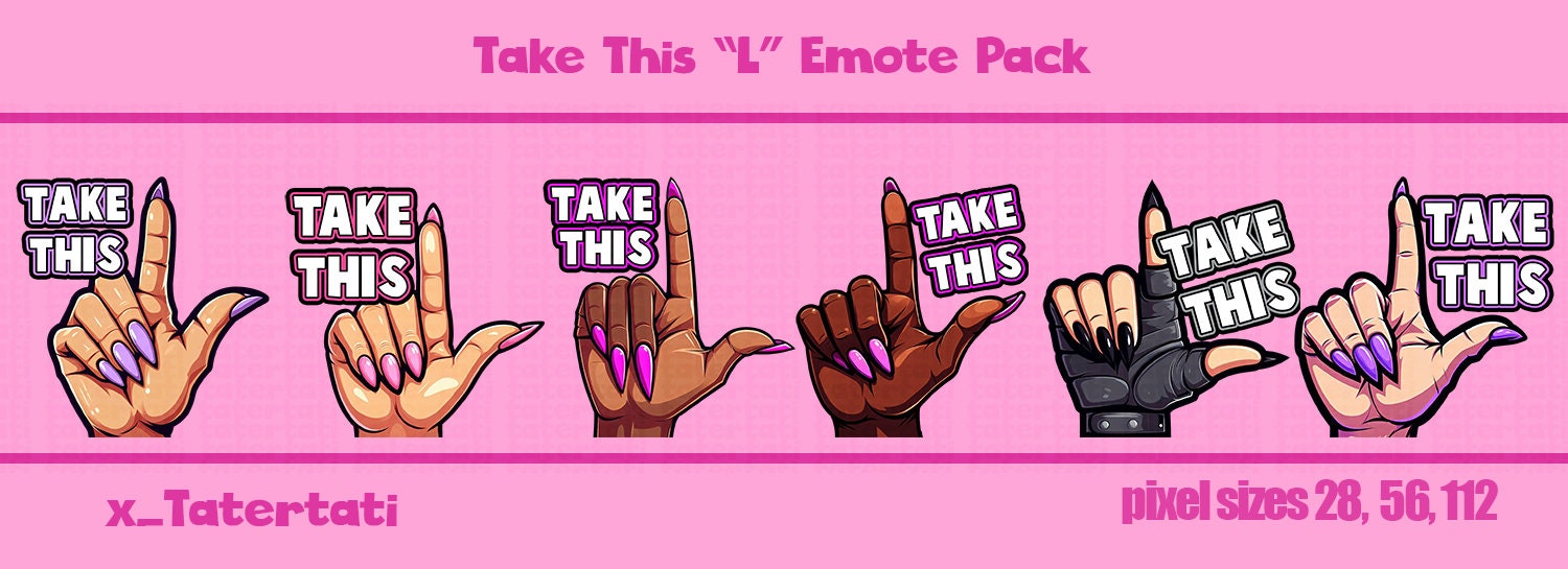 Take This "l" Emote | Loser Emote | Various Skin Tones | With/without ...