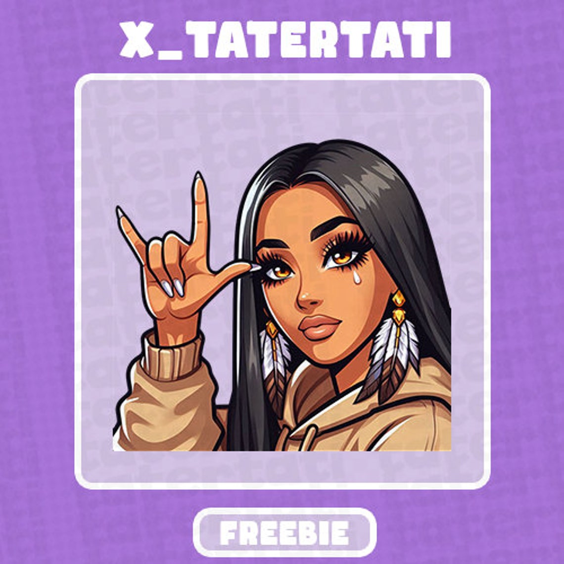 Twitch Emotes 10 Emote Pack Dark Hair Straight Hair Native Woman - Etsy