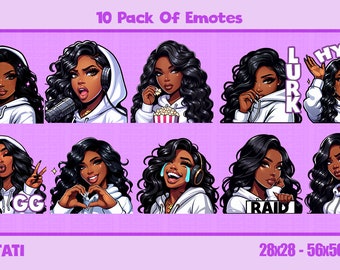 Chibi Twitch Emotes, Discord Emotes, Black Girl, Black Woman Streamer ...