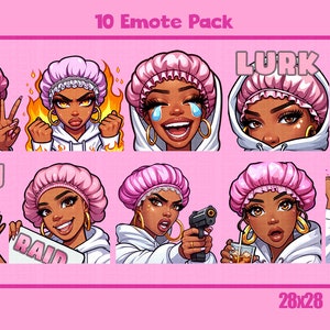 Pink Bonnet | Twitch Emotes | Black Girl | - Etsy