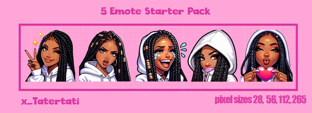 Twitch Emotes | Black Girl | Braids (version 3) Starter Pack - Etsy