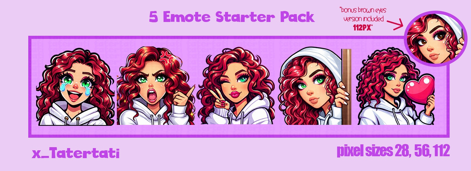 Twitch Emotes | Red Head| Red Hair Girl | Curly Hair | Green Eyes ...