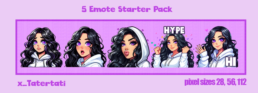 5 Emote Starter Pack | Dark Hair | Wavy Hair (updated) - Etsy