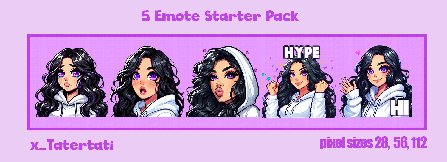5 Emote Starter Pack | Dark Hair | Wavy Hair (updated) - Etsy