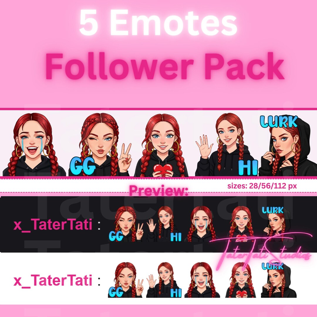 Twitch Emotes | Red Head| Red Hair Girl | Braids | Blue Eyes - Etsy