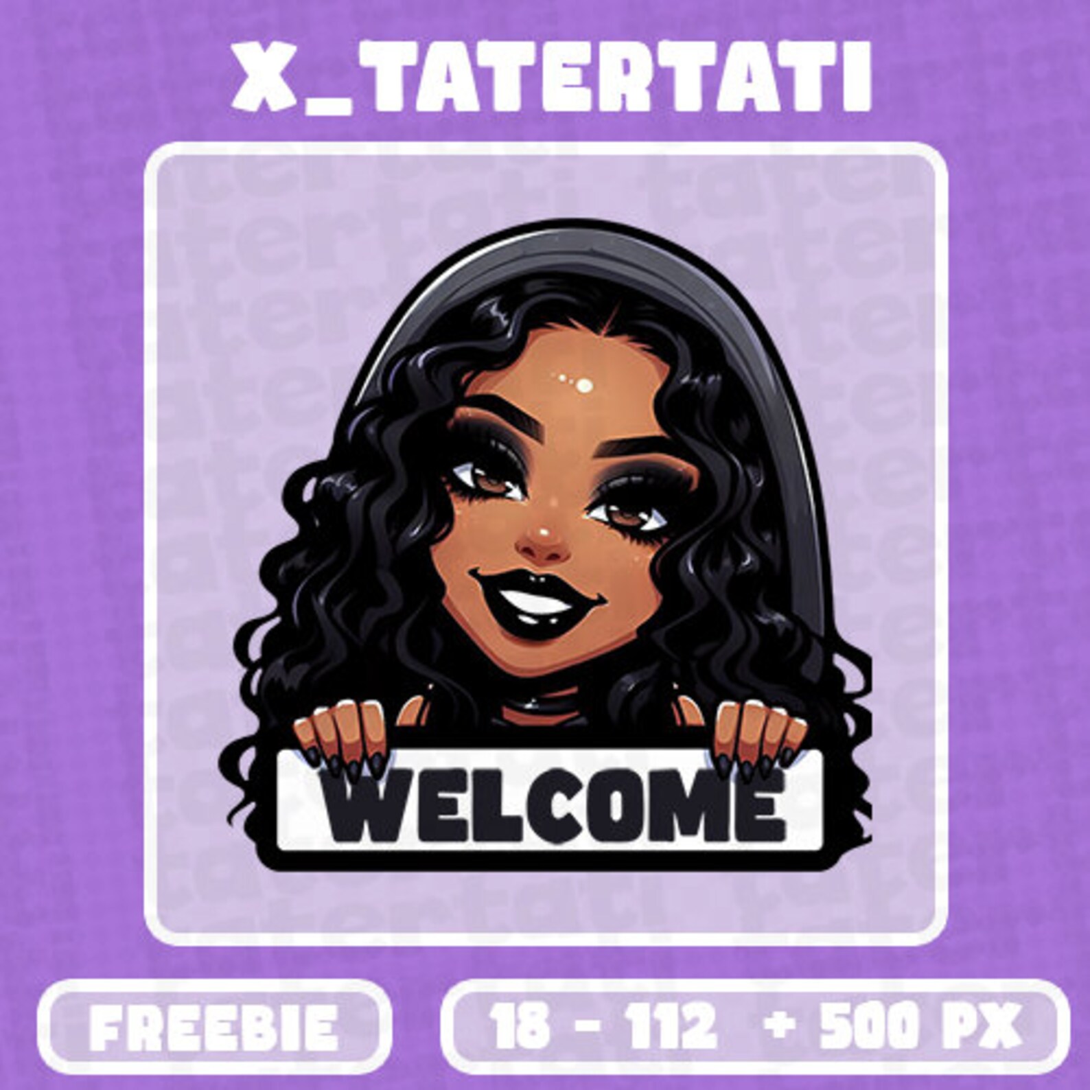 Twitch Emotes 10 Emote Pack Brown Girl Curly Hair Brown Eyes Alt Style ...