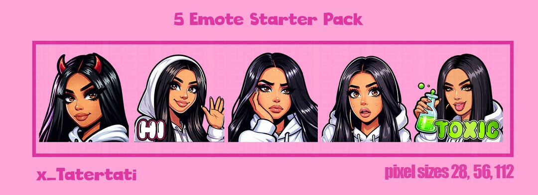 5 Emote Starter Pack | Dark Hair | Brown Eyes - Etsy