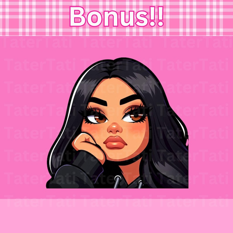 Twitch Emotes | 10 Emote Pack | Plus Size | Dark Hair | Straight Hair ...