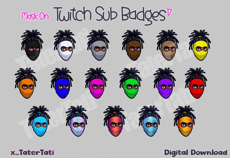 Twitch Sub Badges | Bit Badges | Black Guy | Mask - Etsy