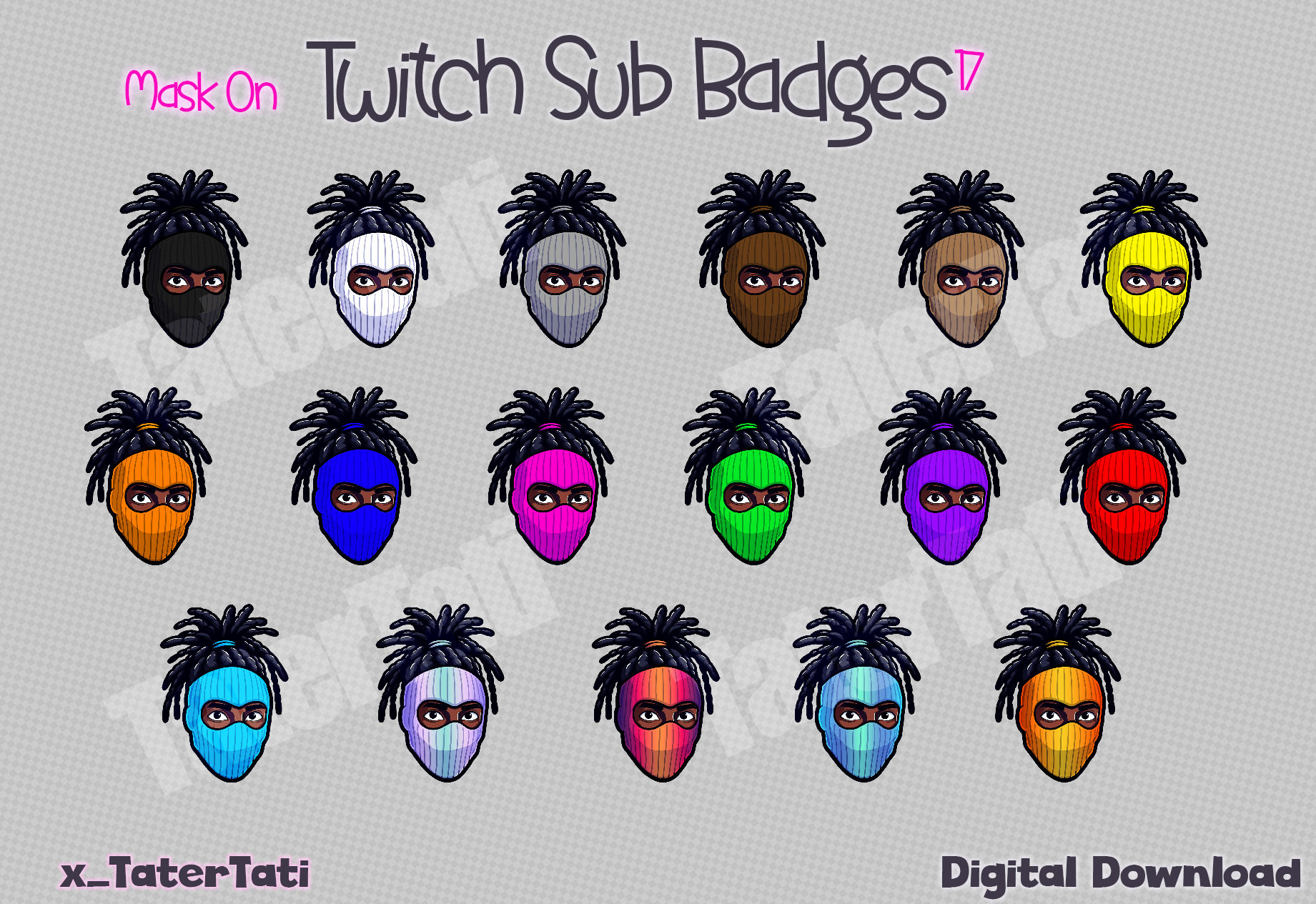 Twitch Sub Badges | Bit Badges | Black Guy | Mask - Etsy