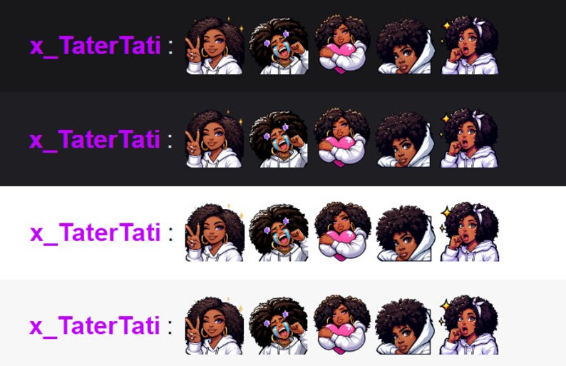 5 Emote Starter Pack |plus Size | Black Girl| Twitch Emotes - Etsy