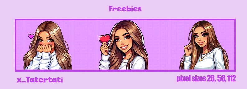 Twitch Emotes | 13 Emote Pack | Light Brown Hair | Brown Eyes ...