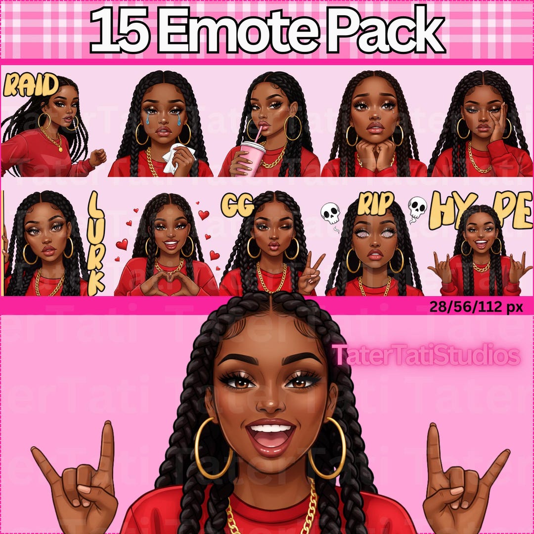 15 Twitch Emotes | Black Girl | Braids 2 - Etsy