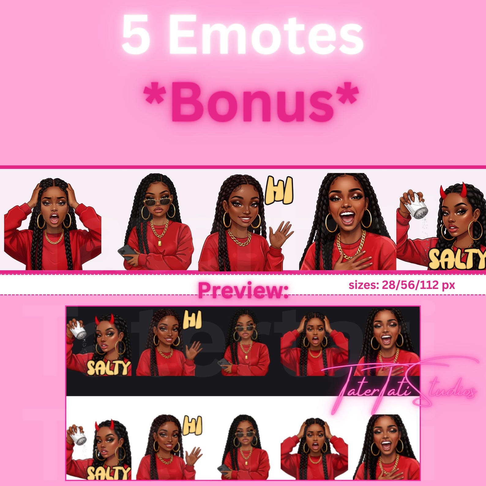 15 Twitch Emotes | Black Girl | Braids 2 - Etsy