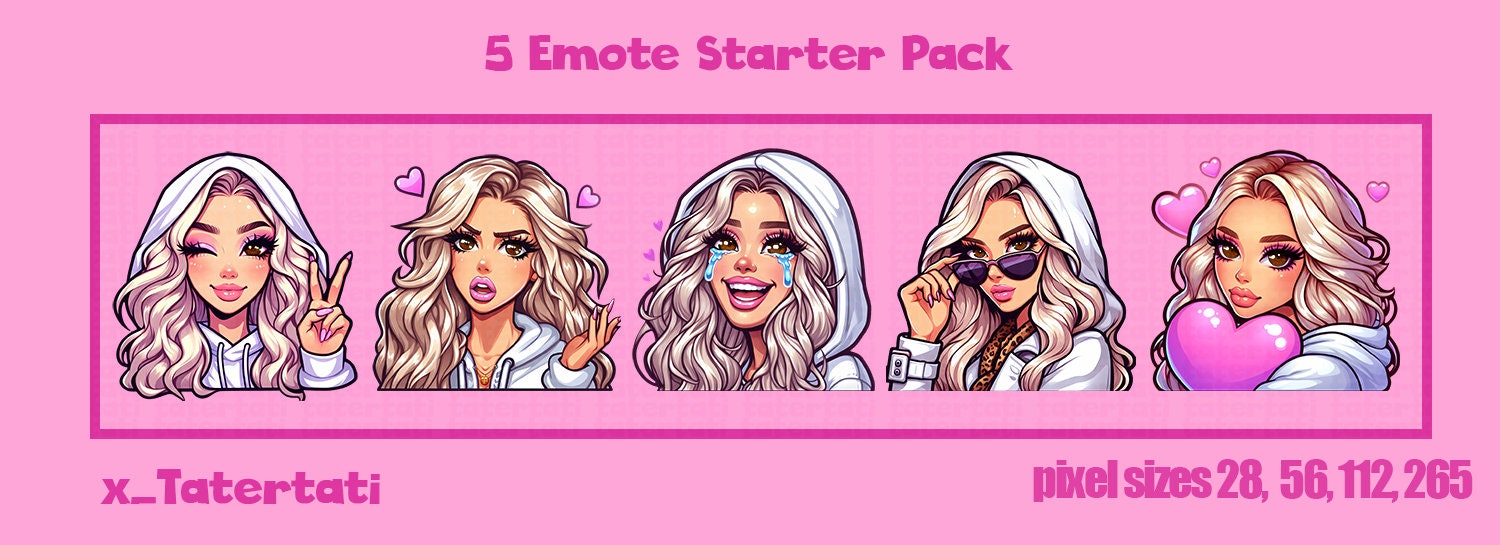5 Emote Starter Pack Blonde Hair Wavy Hair Blue/ Brown/ Green Eyes ...