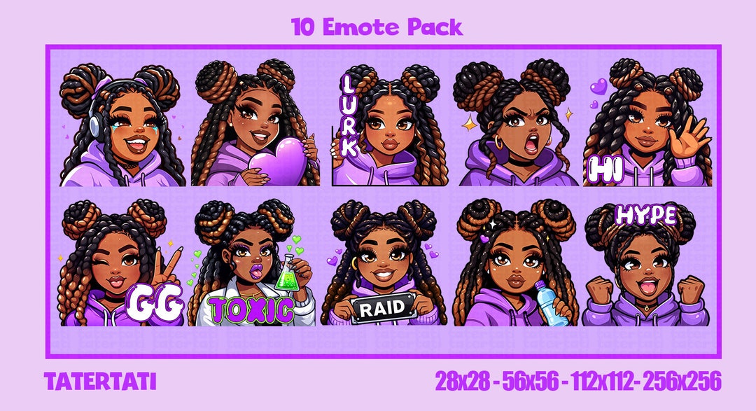 Twitch Emotes | Black Girl | Ombre Twists | Plus Size - Etsy