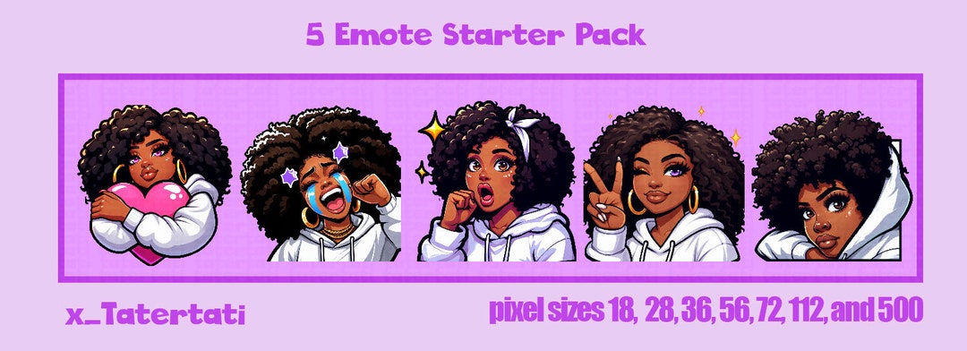 5 Emote Starter Pack |plus Size | Black Girl| Twitch Emotes - Etsy