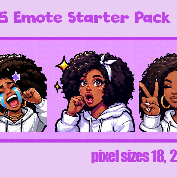 Black Hair Twitch Emote Pack - Etsy
