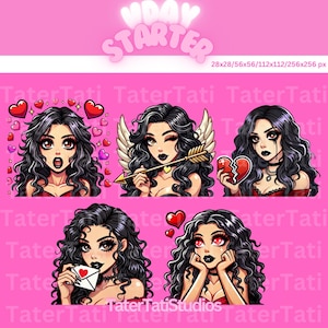 Twitch Emotes | VDAY Emote Starter Pack | Wavy Black Hair | Brown Eyes ...