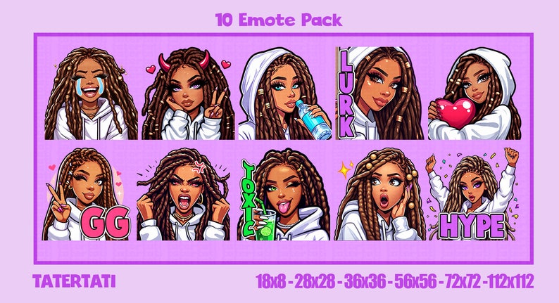 Twitch Emotes | Black Girl | Light Skin | Locs | - Etsy