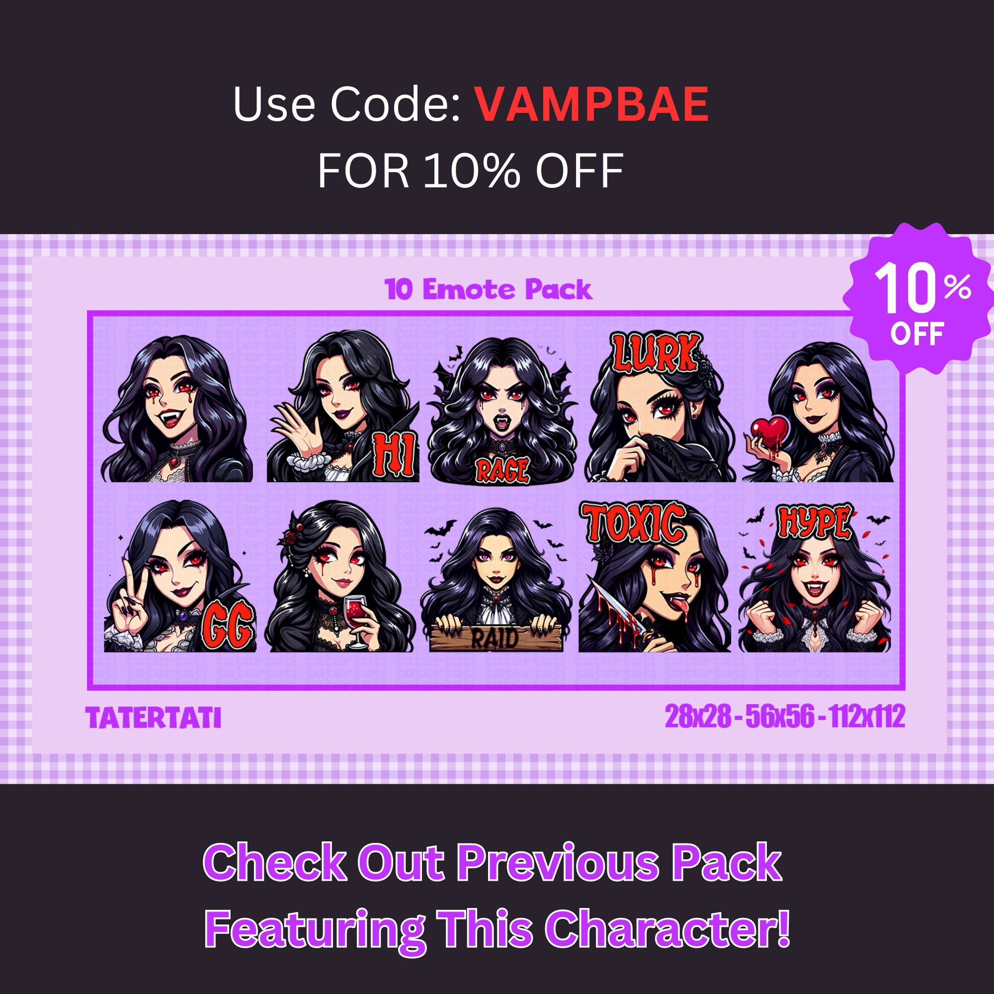 Vamp Bae - Vampire Emote Pack | Twitch Emotes | 10 Emotes | Crimson Red ...