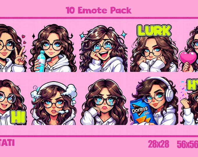 Twitch Emotes | 10 Emote Pack | Brown Hair | Blue Eyes - Etsy Canada