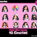 Mini Emote Pack | Chibi Emotes | 12 Pack| Brown Eyes + Dark Wavy Hair ...