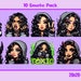 Mini Emote Pack Chibi Emotes 12 Pack Brown Eyes Dark Wavy Hair - Etsy