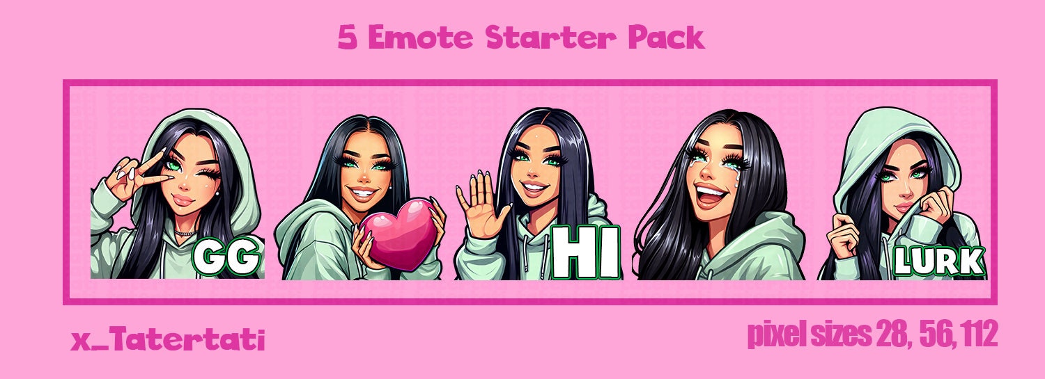 5 Emote Starter Pack Dark Hair Green Eyes - Etsy