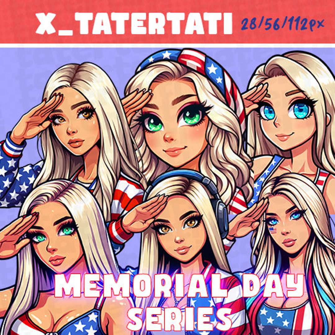 Patriotic Emote Pack | Blonde Girl Saluting | Memorial Day Twitch ...