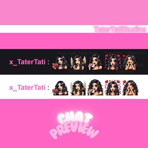 Twitch Emotes | VDAY Emote Starter Pack | Wavy Black Hair | Brown Eyes ...