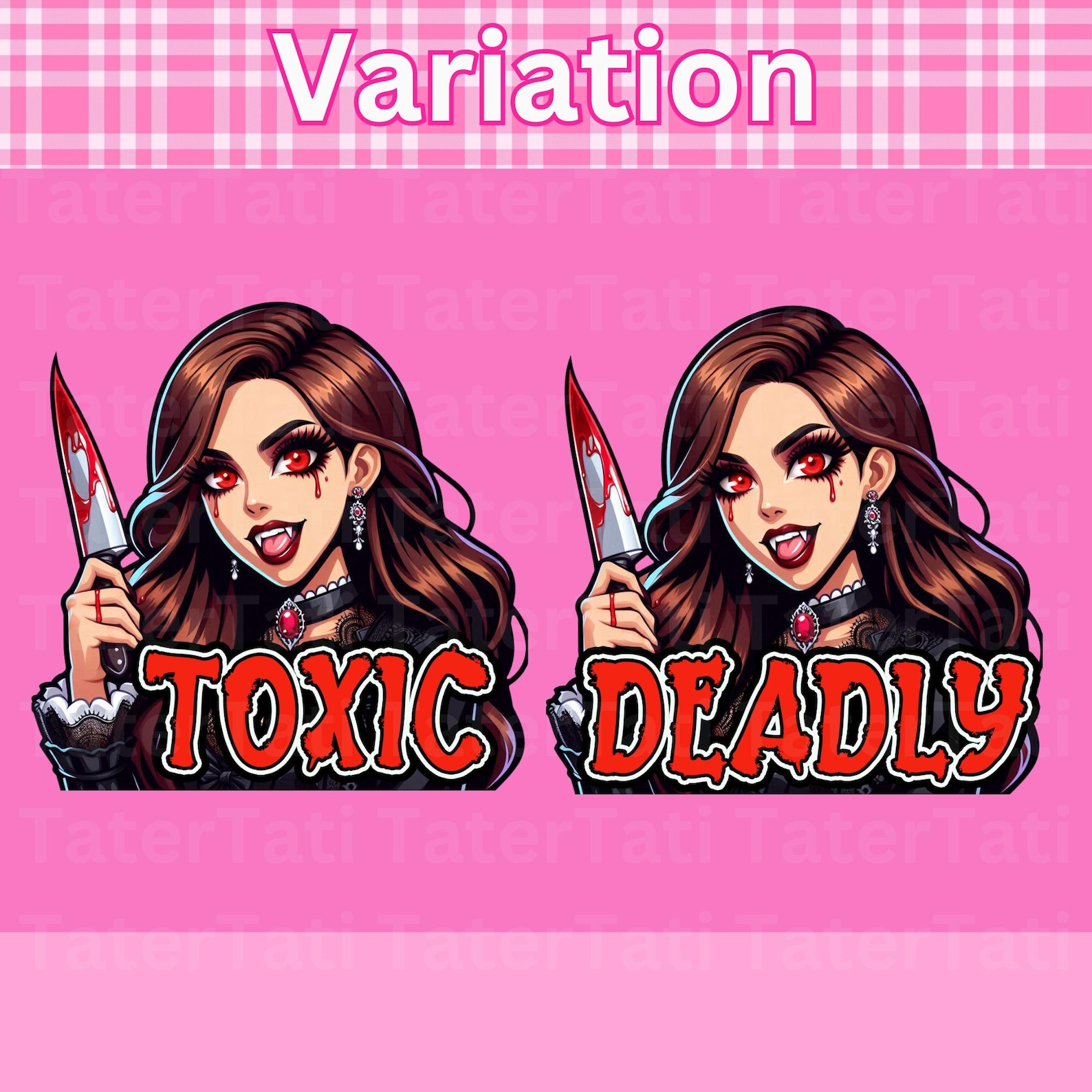 Vamp Bae - Vampire Emote Pack | Brown Hair | Twitch Emotes | 10 Emotes ...