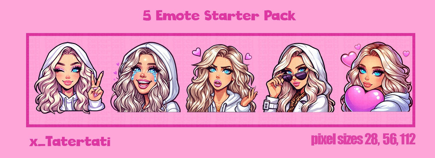 5 Emote Starter Pack Blonde Hair Wavy Hair Blue/ Brown/ Green Eyes ...
