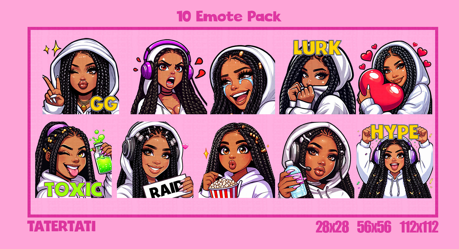 Twitch Emotes | Black Girl | Braids | Plus Size - Etsy