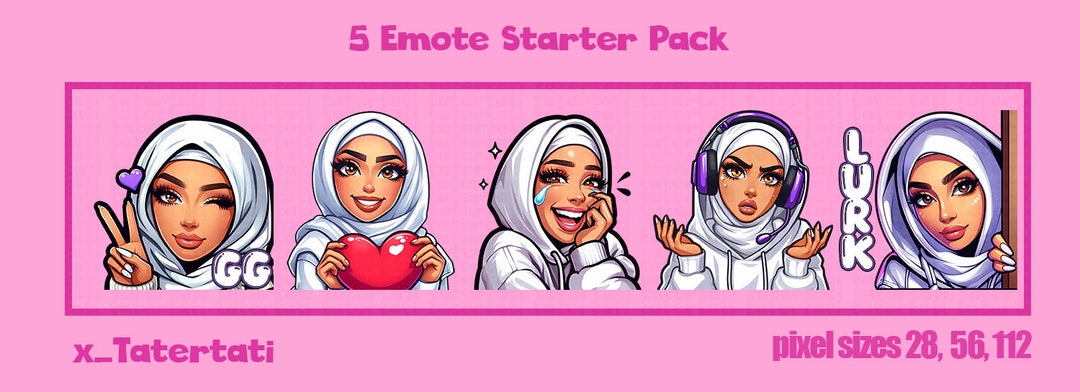 5 Emote Starter Pack | Brown Eyes | Hijab - Etsy