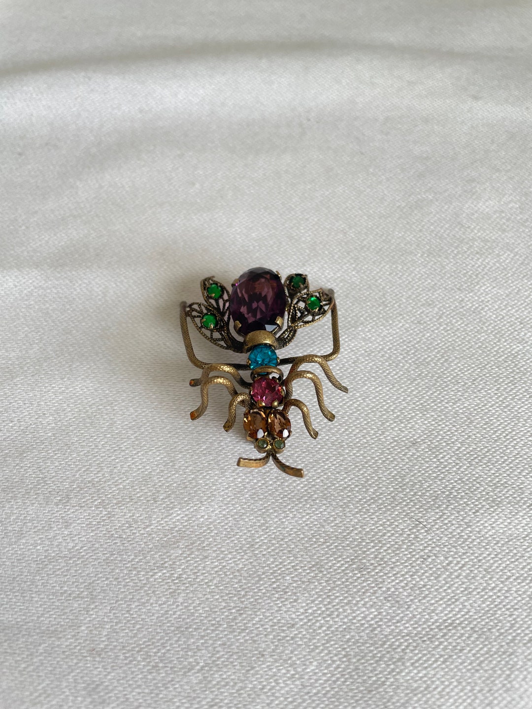 Signed Czech Ant Crystal Brooch - Etsy